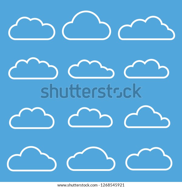 Cloud Line Art Set White Color Stock Vector (Royalty Free) 1268545921 ...