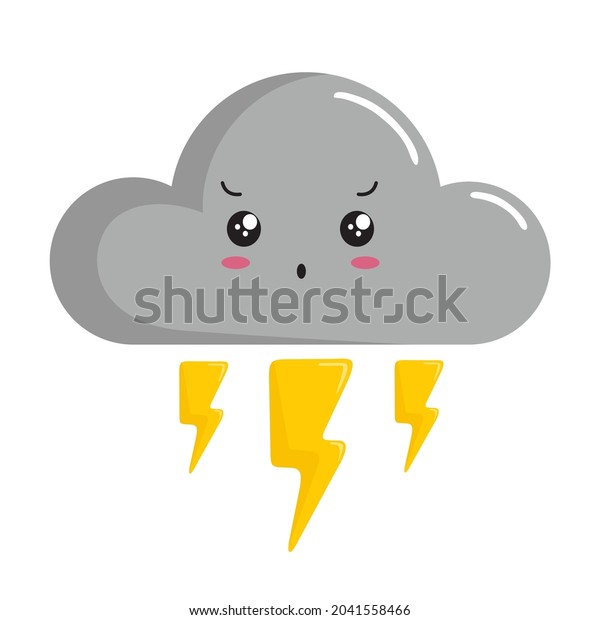 Cloud Rain Storm Kawaii Thunderstorm Cartoon Stock Vector (Royalty Free ...