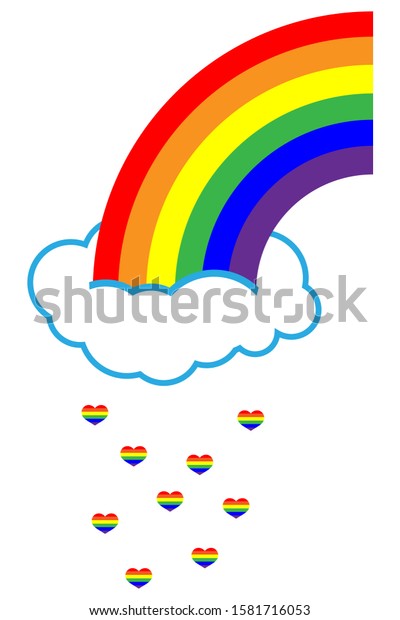 Cloud Rainbow Rain Heart Shape Stylized Stock Vector (Royalty Free ...