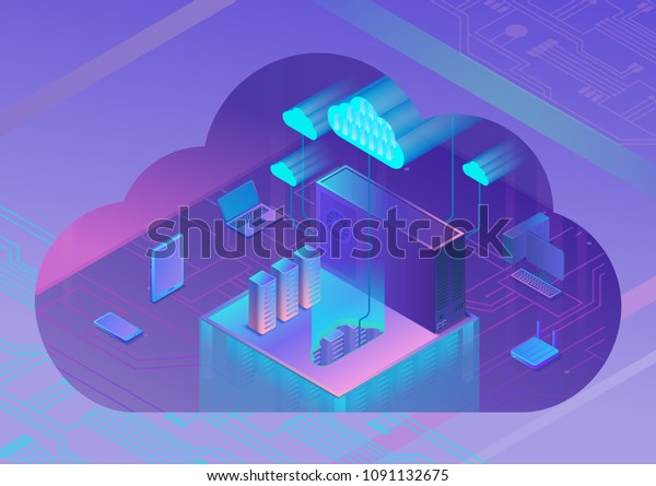 Cloud Service 3d Isometric Infographic Illustration Stock Vector ...