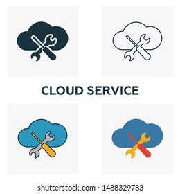 Cloud Service Icon Set Four Elements Stock Vector (Royalty Free ...