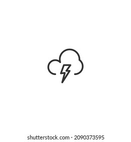 Cloud Thunder Line Icon Outline Vector Stock Vector (Royalty Free ...