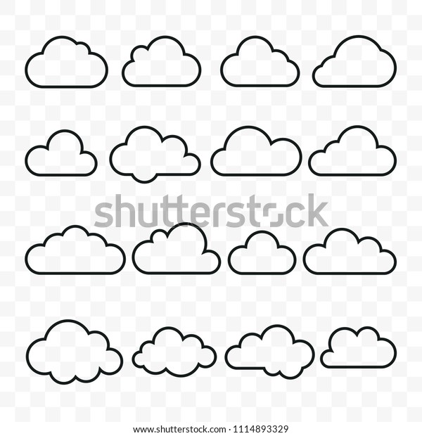 Clouds Line Art Vector Icons Set Stock Vector (Royalty Free) 1114893329 ...