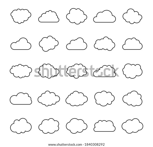 Clouds Linear Icons Cloud Symbols Set Stock Vector (Royalty Free ...