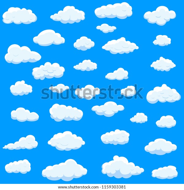 Clouds Set Isolated On Blue Backgroundcollection Stock Vector (Royalty ...