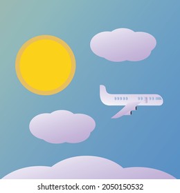 Cloudy Sky Sun Airplane Stock Vector (Royalty Free) 2050150532 ...