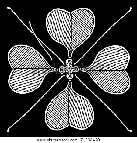 Clover Cross Black White Drawing Vector Stock Vector (Royalty Free ...