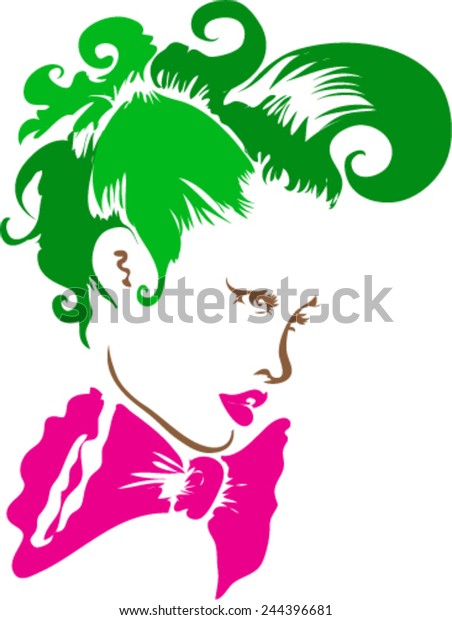 Clown Green Curly Mohawk Stock Vector (Royalty Free) 244396681 ...