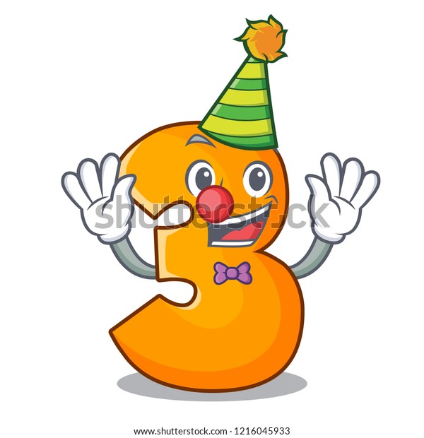 Clown Number Three Isolated On Mascot Stock Vector (Royalty Free ...