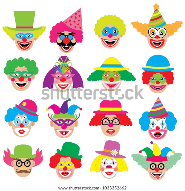 Clowns Faces Icons Big Set Vector Stock Vector (Royalty Free ...