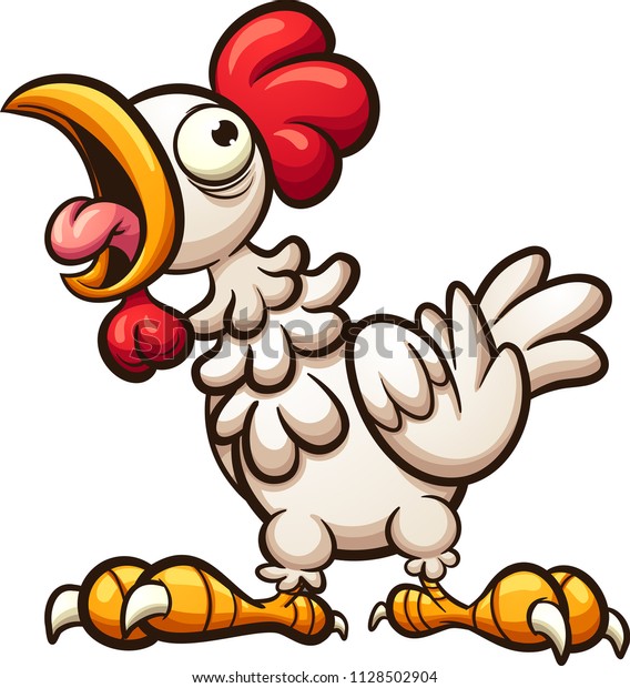Clucking Cartoon Chicken Vector Clip Art: เวกเตอร์สต็อก (ปลอดค่า ...