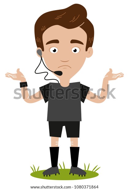 Clueless Cartoon Soccer Referee Shrugging Shoulders Stock Vector ...