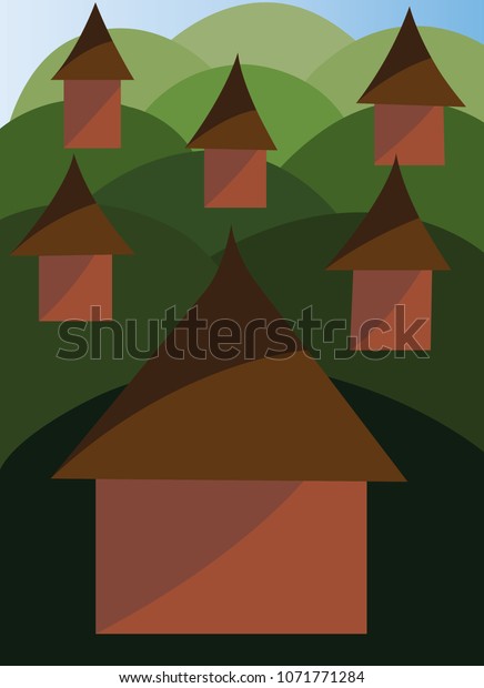 Cluster Huts That Make African Village Stock Vector (Royalty Free ...