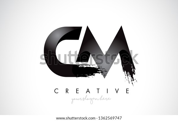 Cm Letter Design Brush Stroke Modern Stock Vector (Royalty Free) 1362569747