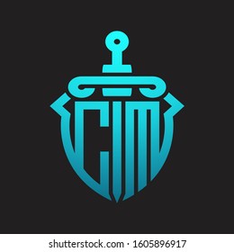 Cm Logo Monogram Sword Shield Combination Stock Vector (Royalty Free ...