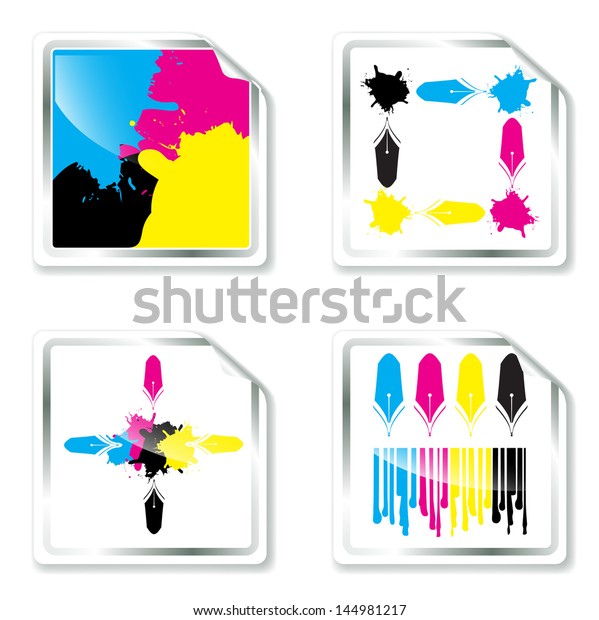 Cmyk Designs Collection Squares Over White Stock Vector (Royalty Free ...