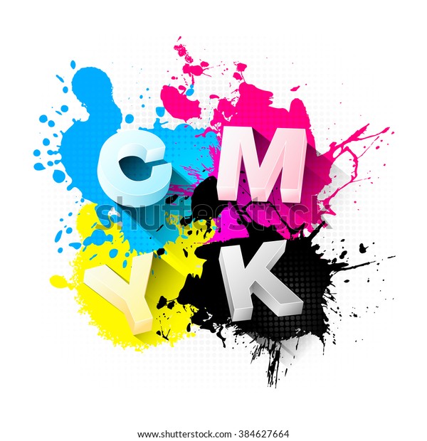 Cmyk Print Concept 3d Letters Splashes Stock Vector (Royalty Free ...