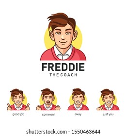 Coach Character Avatar Emotes Stock Vector (Royalty Free) 1550463644 ...