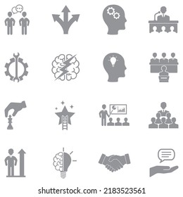 Coaching Mentoring Icons Gray Flat Design Stock Vector (Royalty Free ...