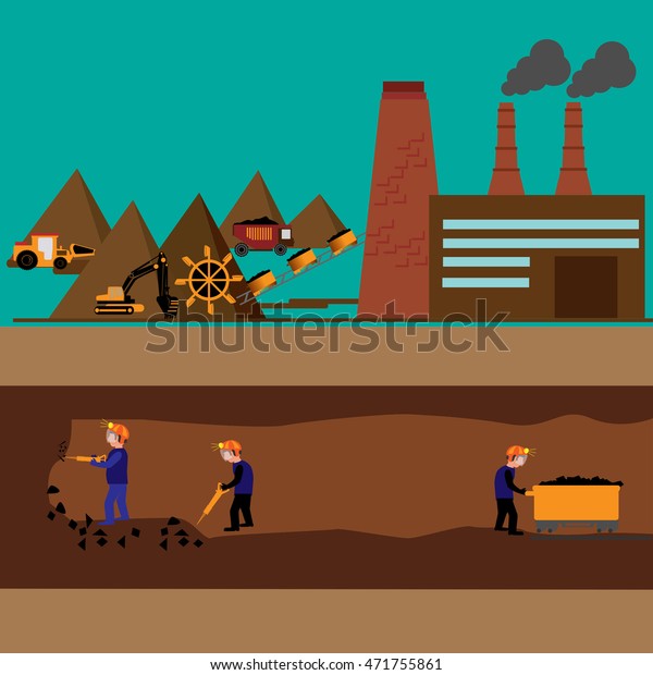 Coal Industry Horizontal Banners Set Mining Stock Vector (Royalty Free ...
