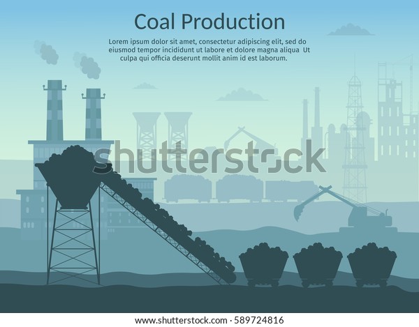 Coal Mining Industry Transportation Set Infographics Stock Vector ...