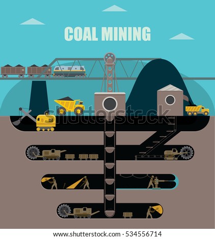 Coal Mining Land Cross Section Work Stock Vector (Royalty Free ...