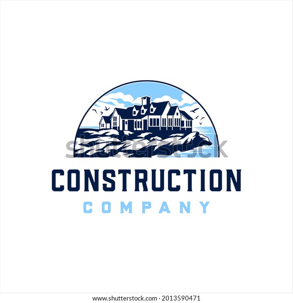 Coastal Construction Company Logo Classic Style: เวกเตอร์สต็อก (ปลอดค่า ...