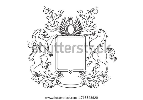 Coat Arms Crest Heraldic Medieval Rampant Stock Vector (Royalty Free ...