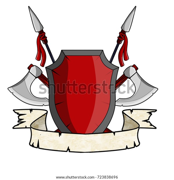 Coat Arms Heraldic Shield Crossed Axe Stock Vector (Royalty Free) 723838696
