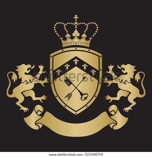 Coat Arms Shield Crown Key Arrow Stock Vector (Royalty Free) 521448754