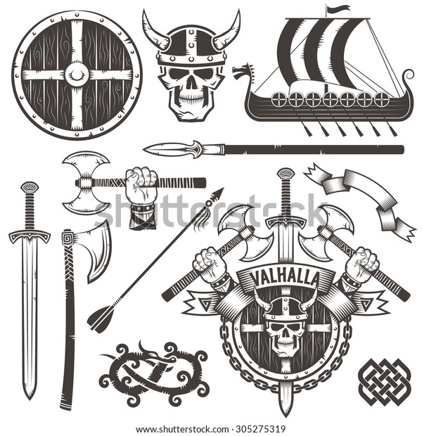 Coat Arms Vikings Logo Valhalla Emblem Stock Vector (Royalty Free ...