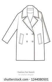 Coat Fashion Technical Drawings Vector Template Stock Vector (Royalty ...