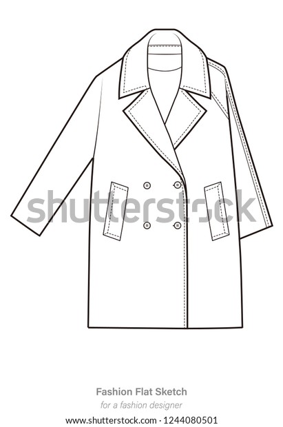 Coat Fashion Technical Drawings Vector Template Stock Vector (Royalty ...