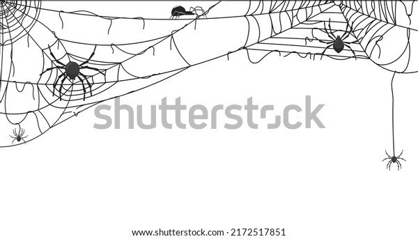 Cobweb Banner Halloween Black Web Spider Stock Vector (Royalty Free ...