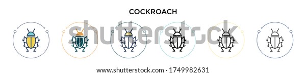 Cockroach Icon Filled Thin Line Outline Stock Vector (Royalty Free ...