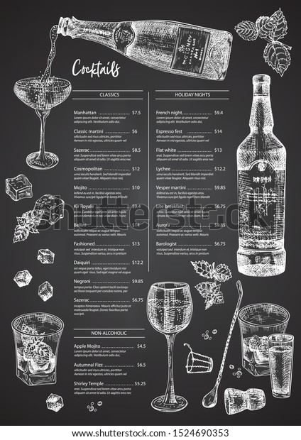 Cocktail Bar Menu Design Template Set Stock Vector (Royalty Free ...