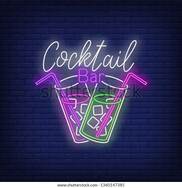 Cocktail Bar Neon Text Two Drink Stock Vector (Royalty Free) 1360147385 ...