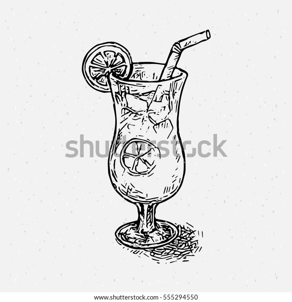 Cocktail Glass Drawing Stock Vector (Royalty Free) 555294550