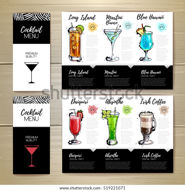 Cocktail Menu Design Corporate Identity Document Stock Vector (Royalty ...