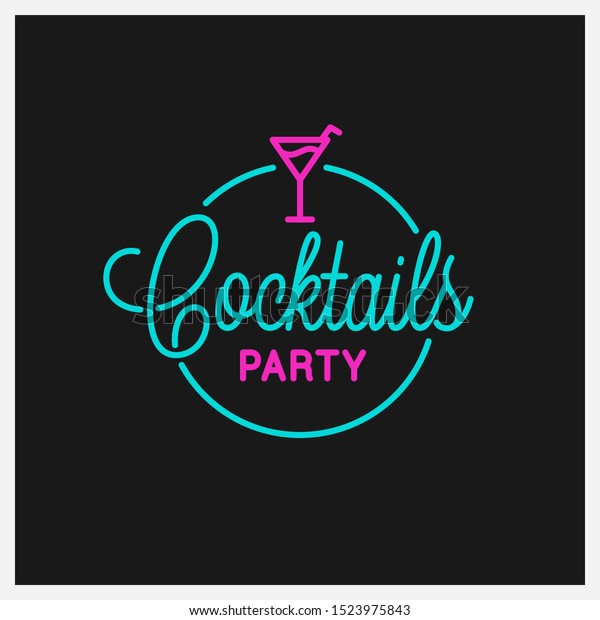Cocktail Party Logo Round Linear Logo: เวกเตอร์สต็อก (ปลอดค่าลิขสิทธิ์ ...