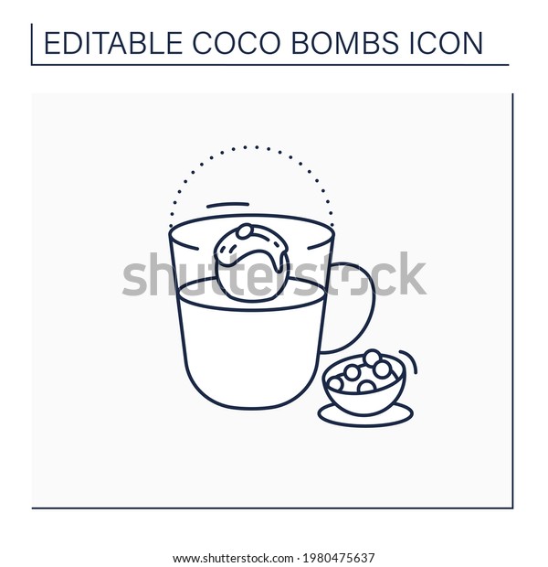 Coco Bomb Line Icon Delicious Dessert Stock Vector (Royalty Free ...