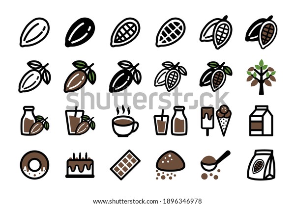 Cocoa Chocolate Icon Set Hand Drawn Stock Vector (Royalty Free ...