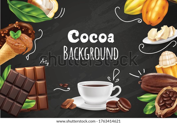 Cocoa Colored Background Realistic Images Chocolate Stock Vector ...