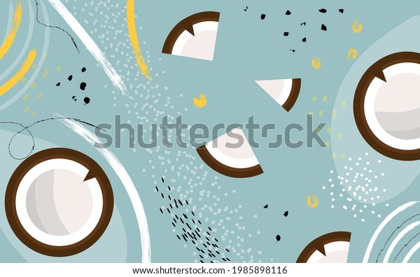 Coconut Abstract Hand Drawing Blue Background Stock Vector (Royalty ...