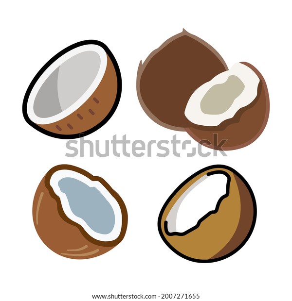 Coconut Emoji Icon Collection Isolated Vector Stock Vector (Royalty ...