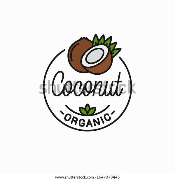 Coconut Fruit Logo Round Linear Logo Stock Vector (Royalty Free ...