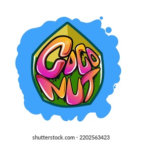 Coconut Hand Drawn Vector Lettering Design Stock Vector (Royalty Free ...