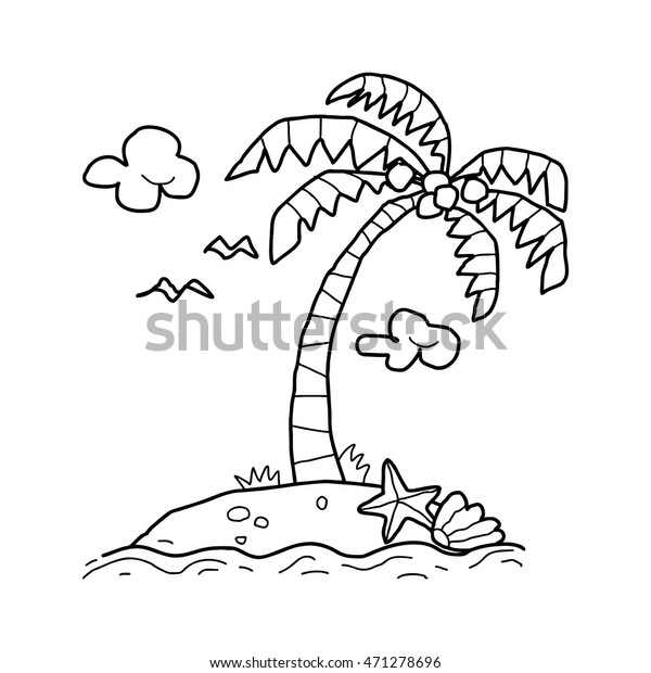 Coconut Island Doodle Art Stock Vector (Royalty Free) 471278696
