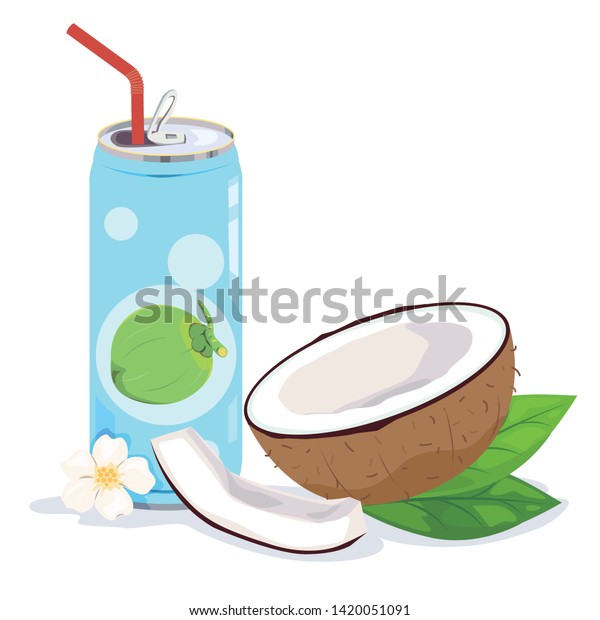 Coconut Milk Coconut Juice Can Copra: vector de stock (libre de ...