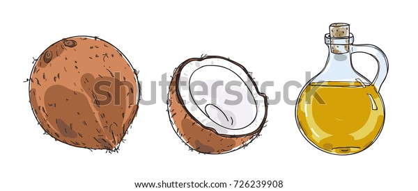 Immagine vettoriale stock 726239908 a tema Coconut Coconut Oil Hand ...
